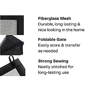 Baby Gate Pet Gate Magic Dog Gates for The House, Safety Guard Gate Retractable Mesh Dog Gate for The Stairs Doorways, Portable Folding Child's Safety Gates Install Anywhere 30'' X 39'', 8 Hooks