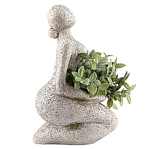 Aclema Large Tall Planters for Outdoor Indoor Plants Head Face Planter Pot Unique Succulent Planters Flower Vase with Drainage Hole New Life Large Size