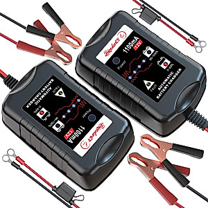 [2-Pack] LEICESTERCN 12V Battery Trickle Charger Maintainer Portable Smart Float Charger for Car Motorcycle Lawn Mower SLA AGM Gel Cell Wet Lead Acid Batteries