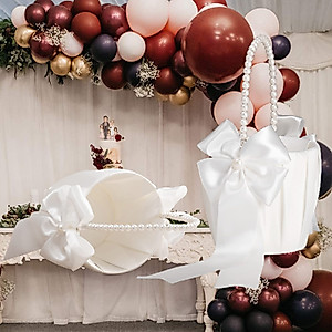 Flower Girl Baskets for Wedding,Ivory Flower Girl Basket set of 2,Wedding Baskets for Flower Girls (Ivory Basket 1)