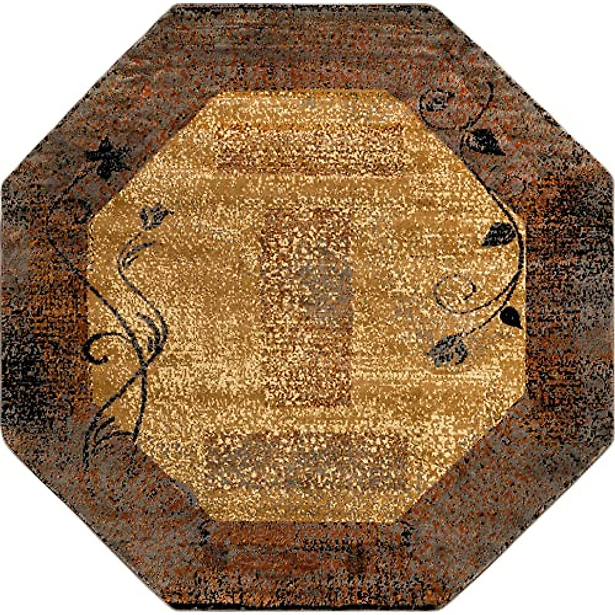 Unique Loom Barista Collection Area Rug - Excelsa (6' 1" Octagon, Beige/Brown)