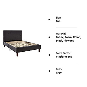 ZINUS Judy Upholstered Platform Bed Frame / Mattress Foundation / Wood Slat Support / No Box Spring Needed / Easy Assembly, Full Grey