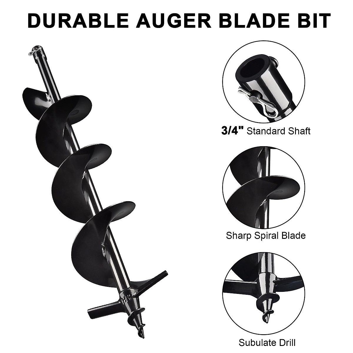 YesHom 6" Earth Auger Drill Bit for Planting Flower Fence Post Hole Digger Gardening DIY Projects