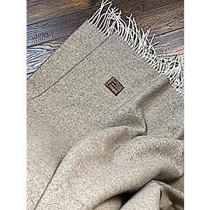 Eikei Wool Throw Blanket Geo Herringbone Pattern Oversized Couch Throw Blanket Fringe Trim Soft Merino Woolen Afghan Minimalist Style Lightweight Machine Washable (Mocha, 55Wx78L)