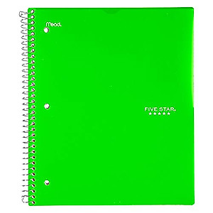 Five Star Spiral Notebook, 1 Subject, College Ruled Paper, 100 Sheets, 11" x 8-1/2" Sheet Size, Customizable Cover, Color Selected For You, 1 Count (08230)