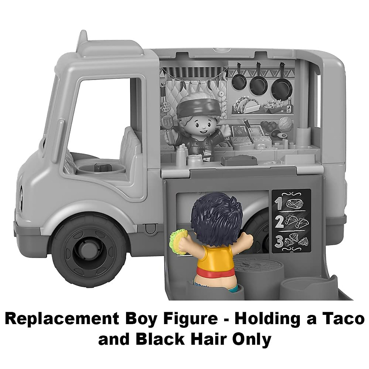 Replacement Part for Fisher-Price Little People Serve It Up Food Truck Playset - GTT73 ~ Replacement Boy Figure Holding a Taco ~ Black Hair