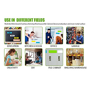 STTMGN Dry Erase Magnetic Labels (1x3",Pack of 60),Write On Magnets Sticker,Real Waterproof/Reusable for Classroom&Office&Cabinet&whiteboard&Fridge&More (White)