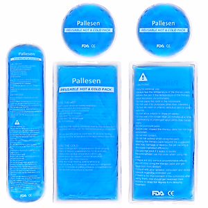 Pallesen Gel Ice Packs for Injuries Reusable Gel Reusable Hot Pack & Cold Pack Compress for Injury, Pain Relief, Rehabilitation, Flexible Therapy, for Knee, Back, Neck, Wrist, Ankle (5 Pack - Blue)