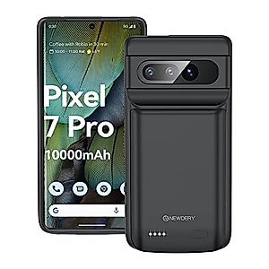 NEWDERY 10000mAh Battery Case for Google Pixel 7 Pro, Ultra Powerful Rechargeable Charger, Protective Extended Backup - Black