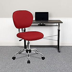 Flash Furniture Beverly Mid-Back Red Mesh Padded Swivel Task Office Chair with Chrome Base