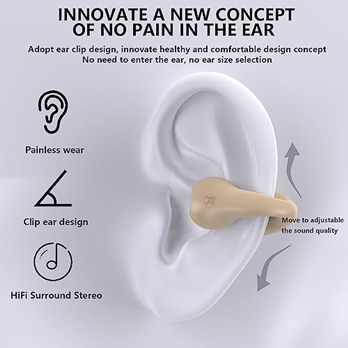 MALIHOO Wireless Ear Clip Headphones, Bluetooth Open Ear Sport Earbuds for Android iPhone,Air Conduction Headphones,Wireless Headset for Cycling,Running Workout,Running,Driving,Bluetooth 5.3