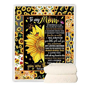CYREKUD Sunflower Gifts for Mom Blanket,Mom Birthday Gifts Sunflower Throw Blanket,Gift for Mom from Daughter Lightweight Soft Warm Cozy Fuzzy Throws Blankets for Home Bedroom Sofa 50"x 60"