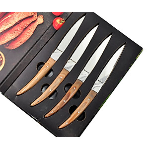 Legnoart Porterhouse 4-Piece Steak Knife Set with Light Wood Handle