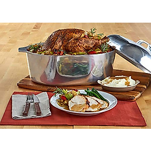 IMUSA USA Heavy Duty Cajun Oval Cast Aluminum Roaster 18", Silver