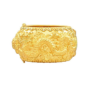 CHOW SANG SANG Chinese Wedding Collection 999.9 24K Solid Gold Price-by-Weight 39.07g Gold Dragon & Phoenix Bangle for Women 93820K | 8 (Wrist Size:15-16 CM)