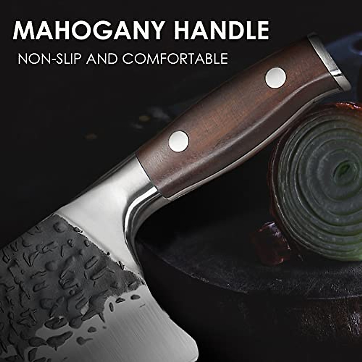 Full Tang 8 Inch Butcher Knife - Professional Hand Forged Heavy Duty Kitchen Chef Knife Meat Cleaver - German High Carbon Stainless Steel Kitchen Chef Knives for Home & Restaurant,Best Gifts
