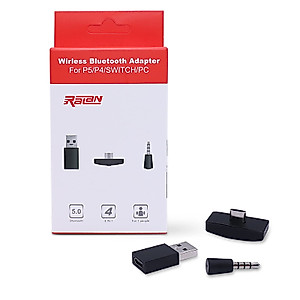 RALAN Bluetooth Dongle Adapter USB 5.0, Wireless Mini Microphone USB Audio Adapter Receiver Compatible with PS4 /PS5…