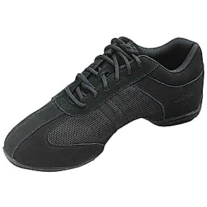 Skazz by Sansha Women's Dance Studio Exercise Sneakers Suede Rubber Split-Sole DYNA-MESH, Black, 13.5 M US