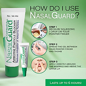 NasalGuard Airborne Particle Blocker Gel - Drug-Free Protection Against Pollutants and Irritants, Suitable for Daily Use, Made in USA, Over 150 Applications (Cool Menthol, Pack of 1)