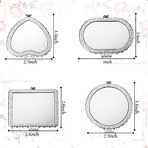Blulu 8 Pieces Compact Mirror for Purse Flower Small Compact Mirror Gift Makeup Floral Pocket Retro Folding Portable Travel Accessories for Women Girls