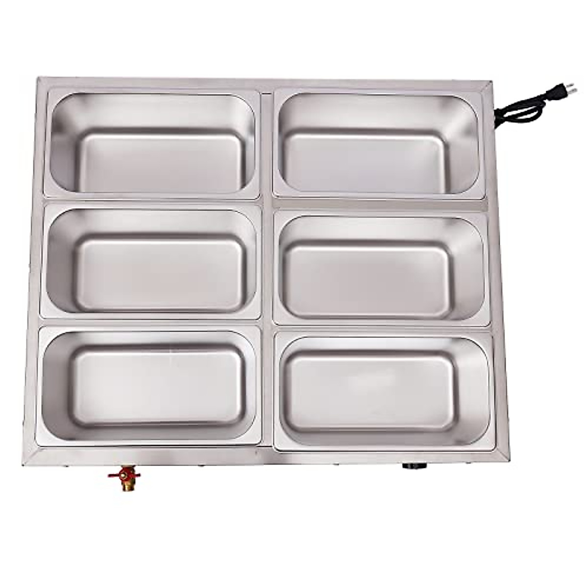 BoTaiDaHong 6 Pot Electric Food Warmer Steamer Buffet Server Heater Countertop Plate 850W 110V Table Countertop Kitchen Equipment Buffet Steam Table Large Capacity