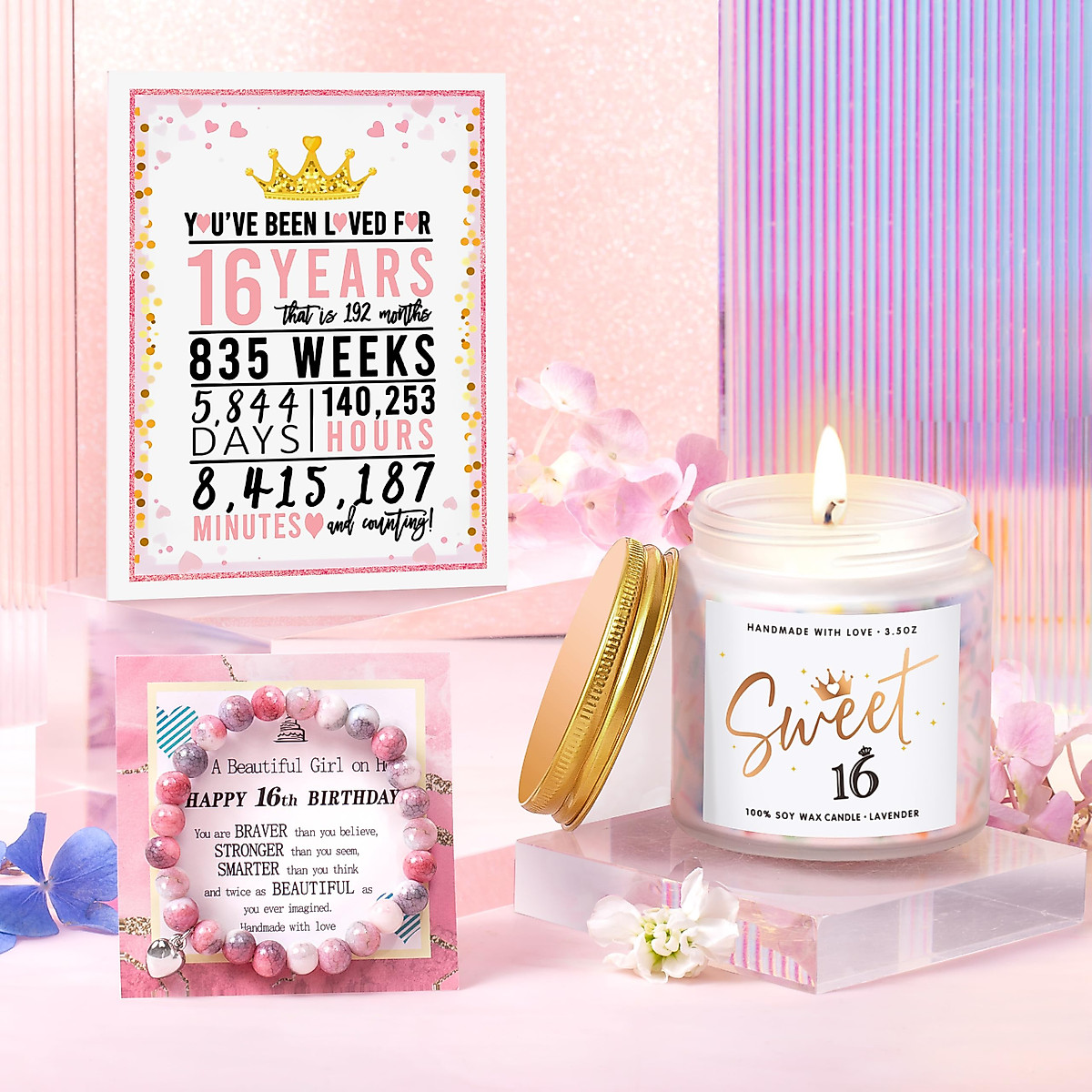 Sweet 16 Gifts for Girls, 16 Year Old Girl Birthday Gift Ideas, 16th Best Friend First Birthday Gifts For Teen Girl, Happy 16th Birthday Gift for Her, Girls, Daughter, Niece, Friends,Sister, Bestie