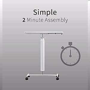 VIVO Mobile Compact 28 inch Pneumatic Lift Sit to Stand Laptop Desk, Rolling Presentation Cart, Height Adjustable Ergonomic Workstation with Locking Wheels, White, CART-V00LW