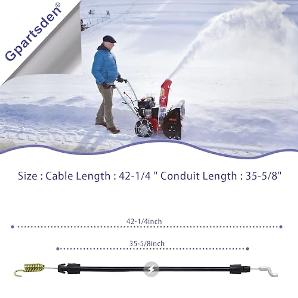 Gpartsden 946-0910A 746-0910 46-005 Clutch Auger Engagement Cable for MTD Cub Cadet Yard Machine Toro 721E 521R 521E 421R 321R 321 140 Snow Thrower Replaces 746-0910A 946-0910