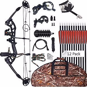 SinoArt Compound Bow 30-55lbs 24"-29.5" Archery Hunting Equipment Max Speed 310fps with Accessories Right Handed