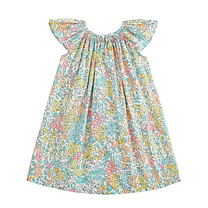 Simplee kids Baby Floral Dress Toddler Smocking Dress Little Girls Casual Dress Floral Print Sundress for Spring Summer Dress 24M-6T
