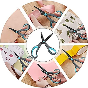 Asdirne Scissors, Teflon Coating All Purpose Scissors , Non-Stick Stainless Steel Blades, Ergonomic Semi-Soft Rubber Grip, Great for Craft, Office, School, Set of 4, 10"/8.5"/6"/5", Blue&Gray