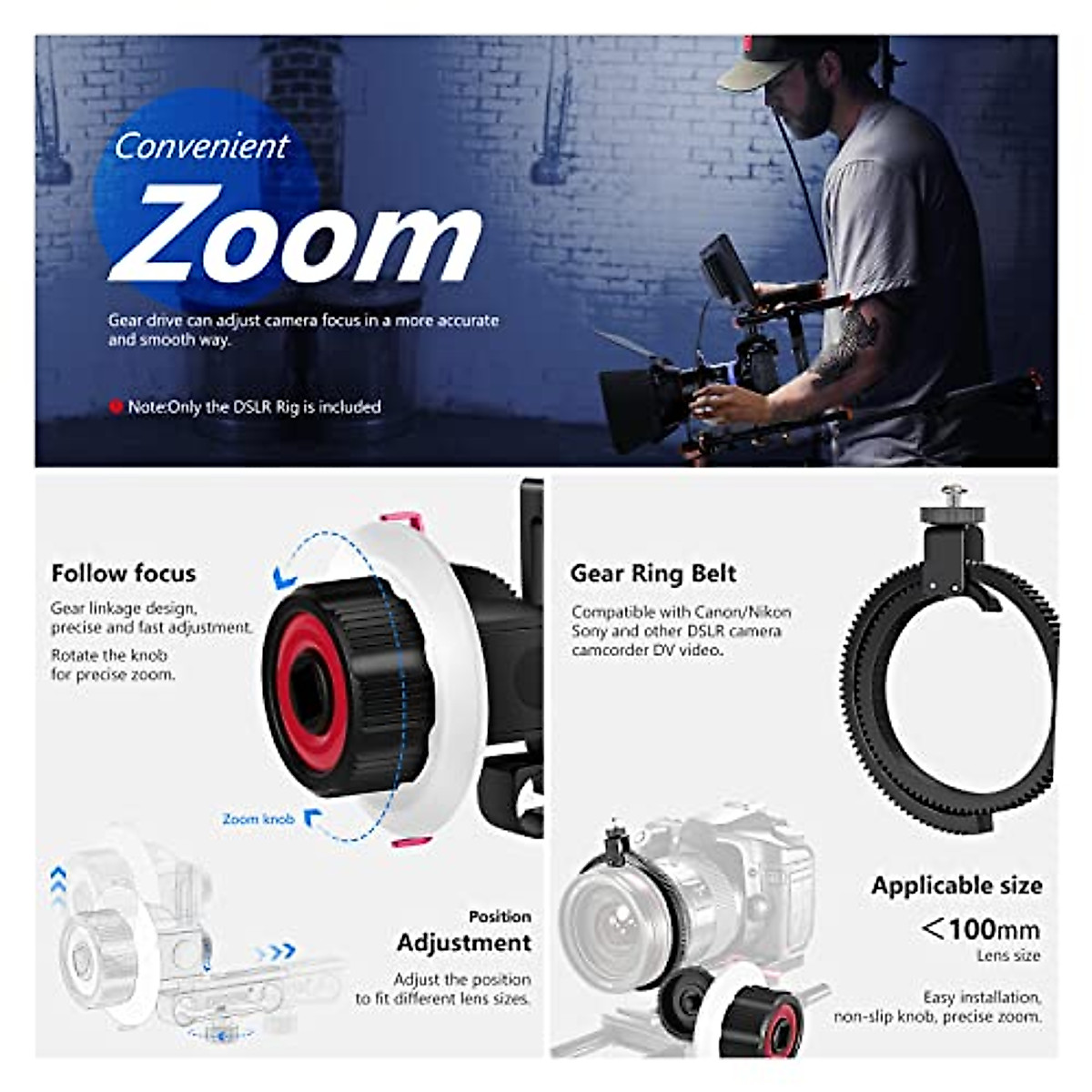 Neewer Shoulder Rig Kit for DSLR Cameras and Camcorders, Movie Video Film Making System with Matte Box, Follow Focus, C-Shaped Bracket, 15mm Rods, Handgrip, 1/4” & 3/8” Threads (Red + Black)