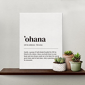 ‘Ohana Definition Family Canvas Wall Art Poster Print Gift, Ohana Quote Family Definition Painting Ready to Hang Home Decor (11.5" x 15")