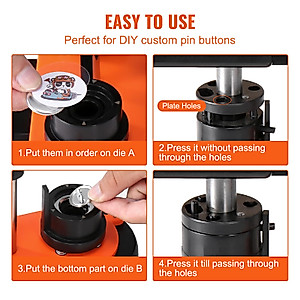 VEVOR Button Maker Machine, 0.98 inch/25mm Pin Maker, Installation-Free Badge Punch Press Kit, Children DIY Gifts Button Making Supplies with 500pcs Button Parts, Circle Cutter, Magic Book