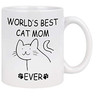 Cat Mom Gifts Worlds Best Cat Mom Ever Mug - Cat Lover Gifts for Women - Birthday Gifts for Cat Lovers for Women - Cat Gifts for Cat Lovers - Mothers Day Gifts for Cat Mom - 11Oz Cat Mom Coffee Mug
