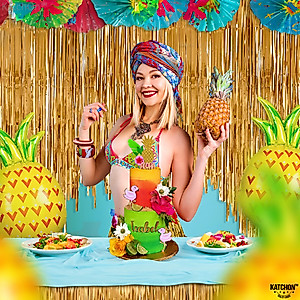 KatchOn, XtraLarge Champagne Gold Backdrop - 6.4x8 Feet, Pack of 2 | Gold Streamers for New Years Decorations | Gold String Backdrop for Gold New Years Eve Party Supplies 2024 | Golden Birthday Decor