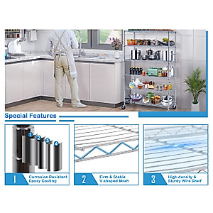 6000Lbs Capacity Metal Shelving Unit 6 Tier Adjustable Shelves for Storage Heavy Duty Commercial Grade Wire Shelf with Wheels & Feet 48" ×18" ×78" Storage Rack for Warehouse Garage Pantry Basement