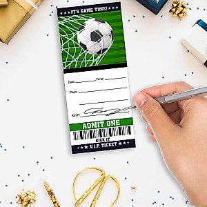 LyoGao 20 Pack Soccer Ticket Birthday Party Invitations With Envelopes Soccer Sports Birthday Party Invitations Fill in Soccer Invites Set (Ticket Style)