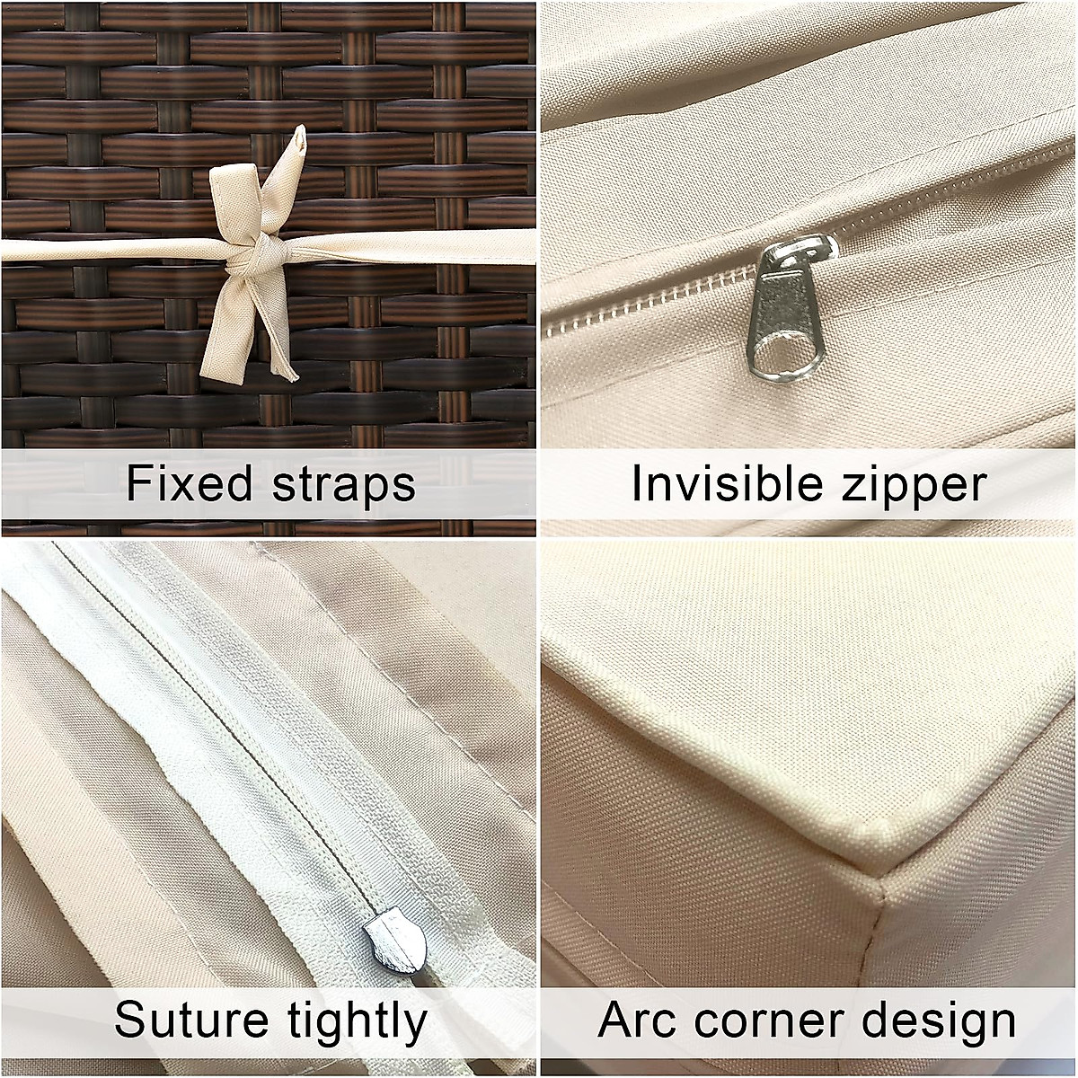 Qaworci Outdoor Cushion Slipcovers, Waterproof Patio Cushion Covers Replacement, Washable Patio Cushion Covers, Cushion Covers for Patio Furniture with Zipper (23.6 * 23.6 * 3.5 inches-14, Beige)