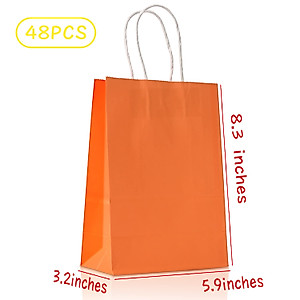 OWill 48 pcs Gift Bags, 8 Colors Party Favor Bags，Goodie Bags with Handles for Kids Birthday, Wedding, Party Supplies -5.9×3.2×8.3 inches
