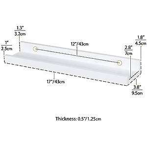 Wallniture Denver Floating Shelves for Kids Room Decor, 17" White Wall Bookshelf for Picture Frames, Kids Room Shelves, Wall Shelf for Toddler Toys, Set of 4