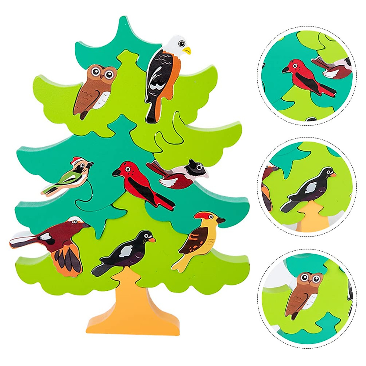 TOYANDONA 1 Set of Baby 3D Jigsaw Puzzle Wooden Tree Bird Shaped Montessori Toy Educational Preschool Learning Toys for Infant Toddlers Boys Girls