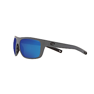 Costa Del Mar Mens Broadbill Square Sunglasses, Matte Grey/Blue Mirrored Polarized-580G, 61 mm