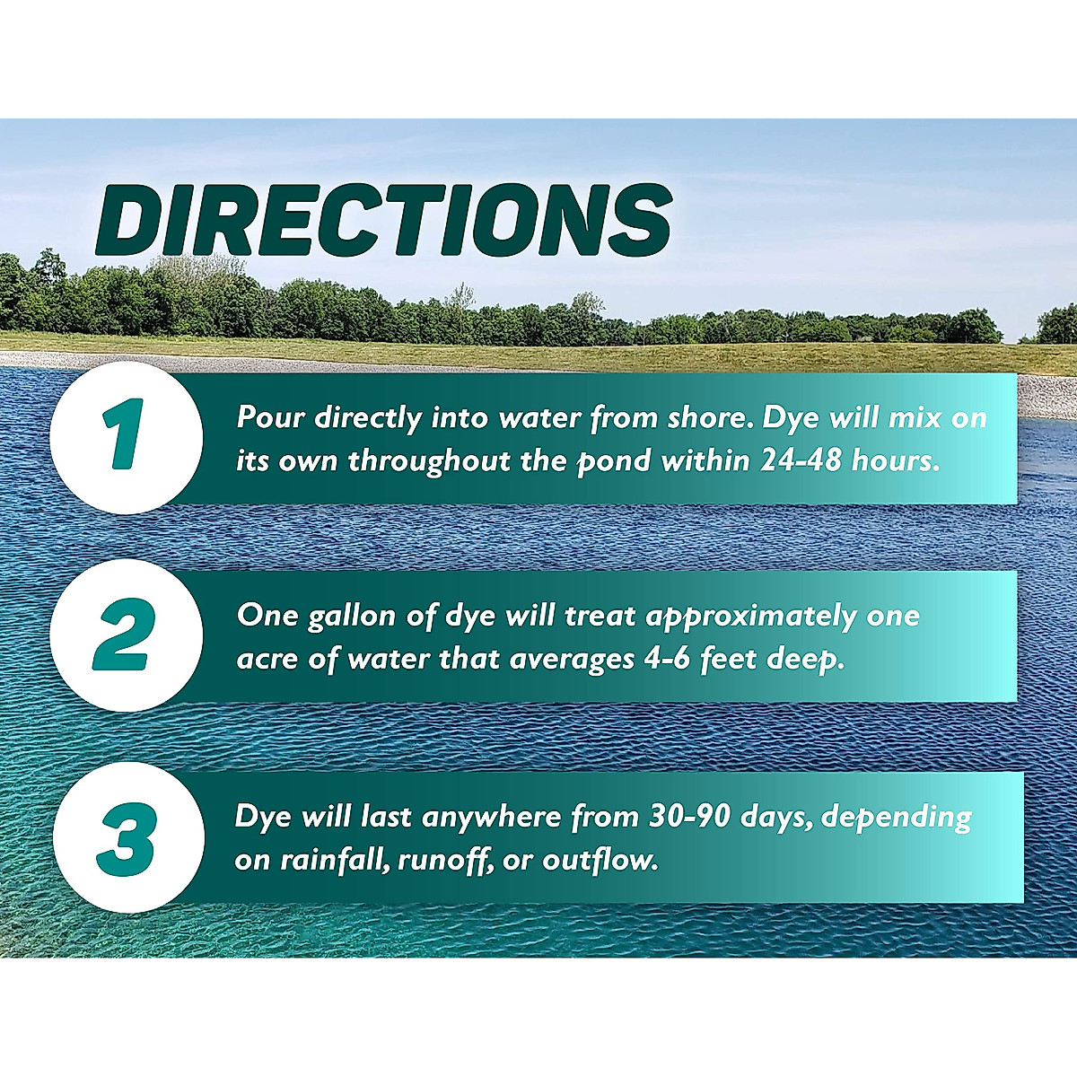 Crystal Blue Ocean Blue Pond Dye - 1 Gallon - Aqua Blue Color Treats up to 1 Acre - Clean, Clear & Aqua Blue Water - Environmentally Friendly Pond Dye