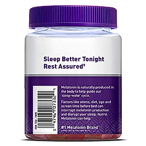 Natrol Melatonin Sleep Aid Gummy, Fall Asleep Faster, Stay Asleep Longer, 100% Drug and Gelatin Free, Non-GMO, 5mg, 90 Strawberry Flavored Gummies
