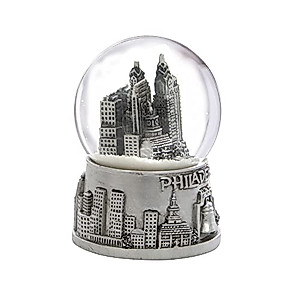 Silver Philadelphia Snow Globe 3.5 Inches Landmarks and Liberty Bell