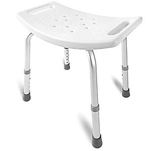 DMI Shower Chair Bath Seat for Tub or Shower Bench for Inside Shower, Made of Non Slip Aluminum with Plastic Seat, No Tools Needed, Adjustable Height, Holds Weight up to 300 Pounds, Bath Bench, White
