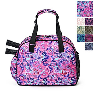 Boulder Bee | Premium Pickleball Bags | PickleBall Tote Bag for Women | Women’s Hand/Shoulder Gym Bag w Water Bottle Holder | With Racquet/Paddle Holder (Bright Pink)