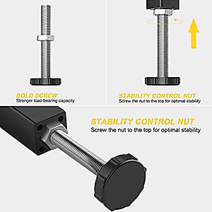 Likapop 4Pcs Adjustable Bed Frame Support Legs, Bed Frame Slats Heavy Duty Center Support Leg, Suitable for King Bed Reinforcement Kit, Sofa, Table, Furniture Legs Replacement Parts (6.1"-8.7")