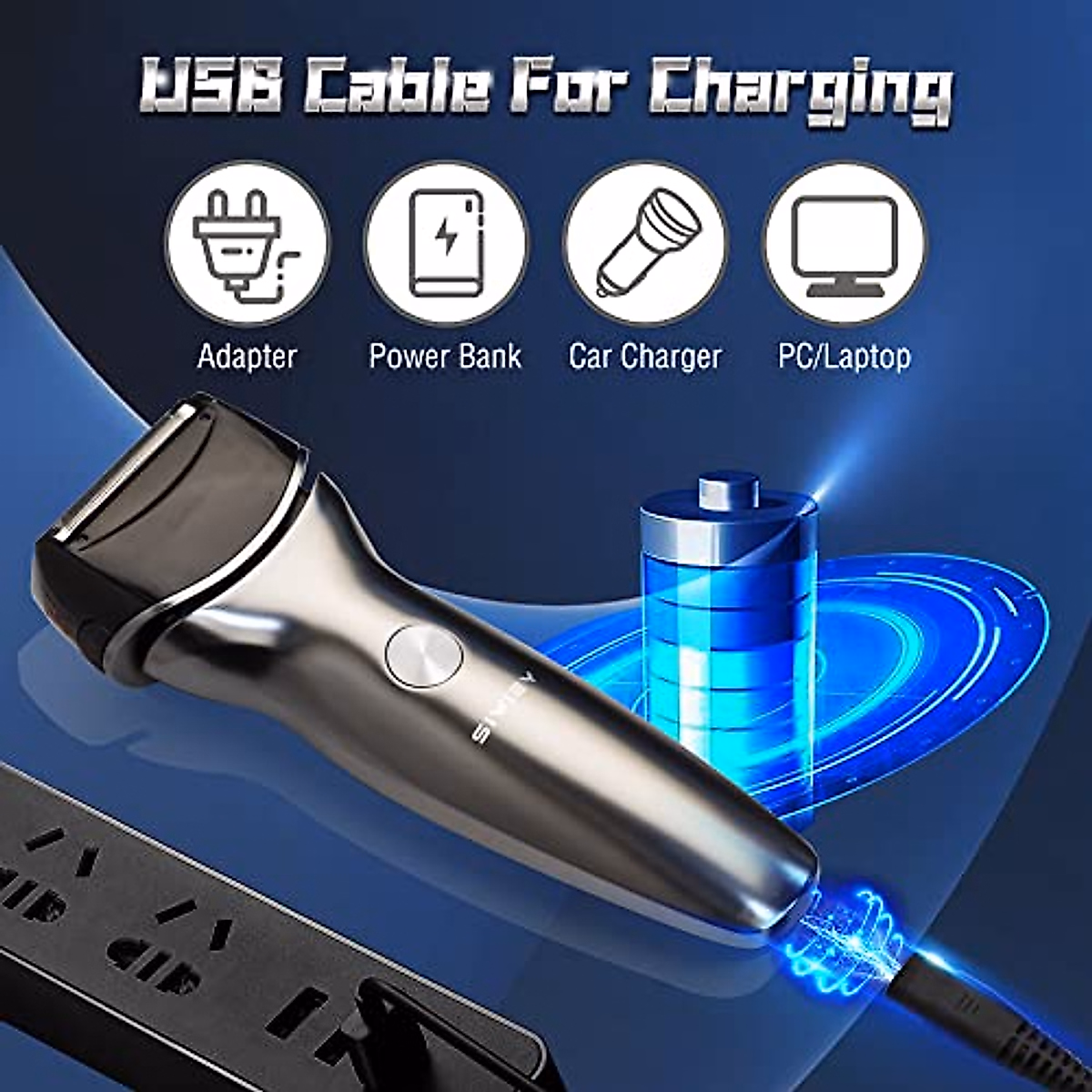 Foil Shaver for Men, Rechargeable Electric Razor, Wet and Dry Waterproof IPX6, Body Shavers with Pop-up Beard Trimmer, LED Display, 8200 RPM